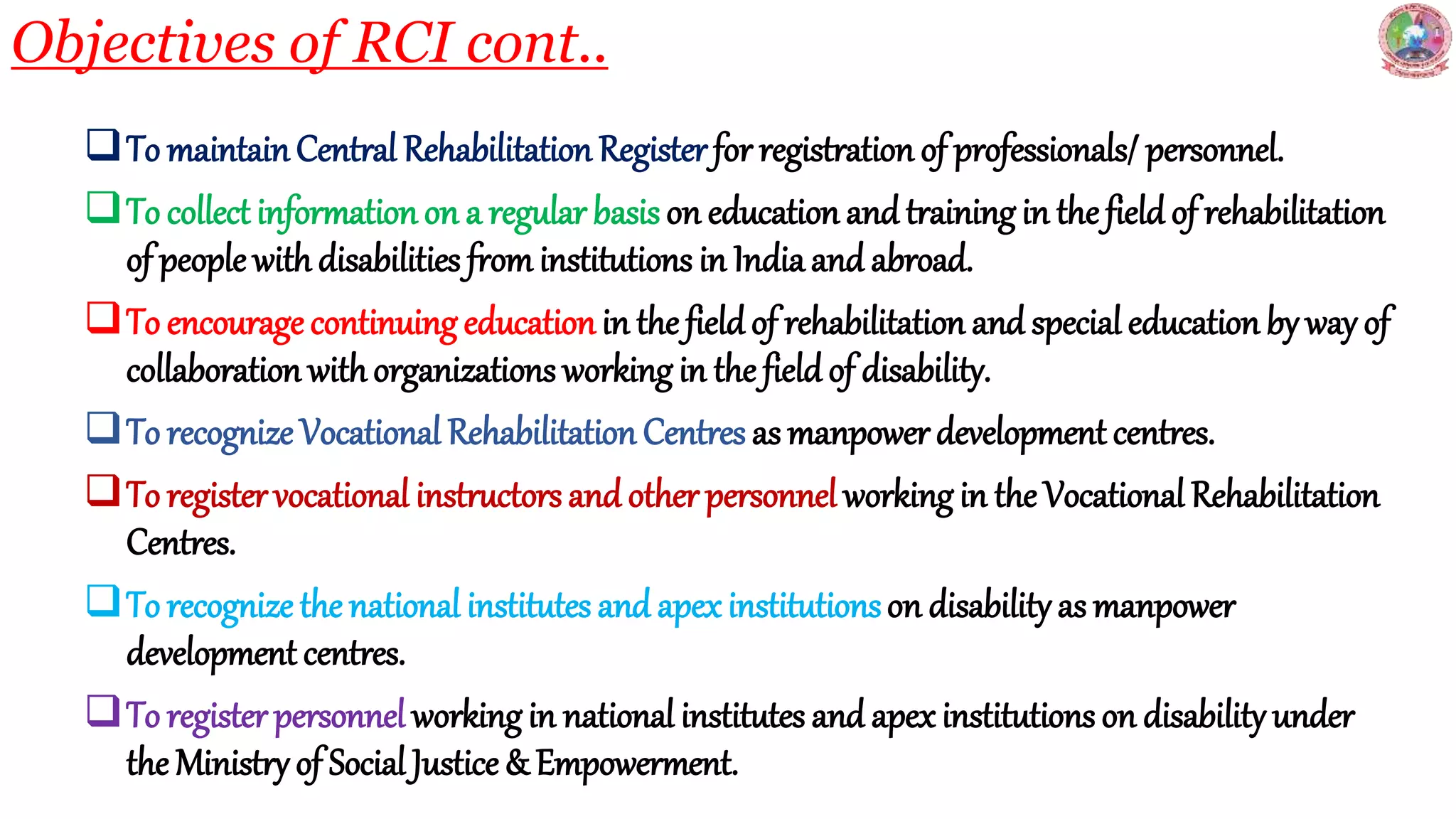 Rehabilitation council of India act,1992 | PPTX