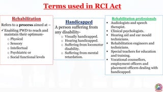 Rehabilitation council of India act,1992 | PPTX