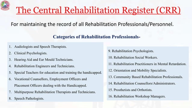 Rehabilitation council of India act,1992 | PPTX | Mental Health ...