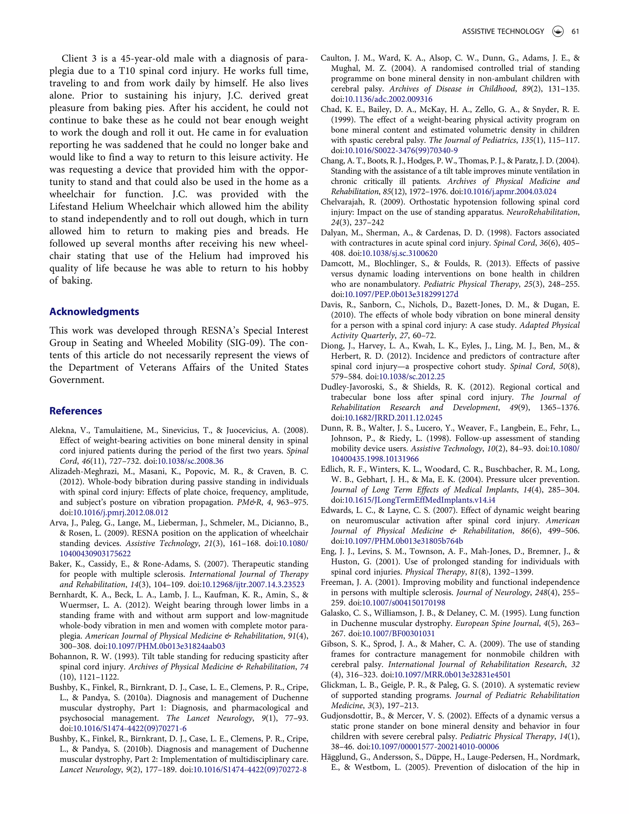 RESNA: application of wheelchair standing devices 2013 | PDF