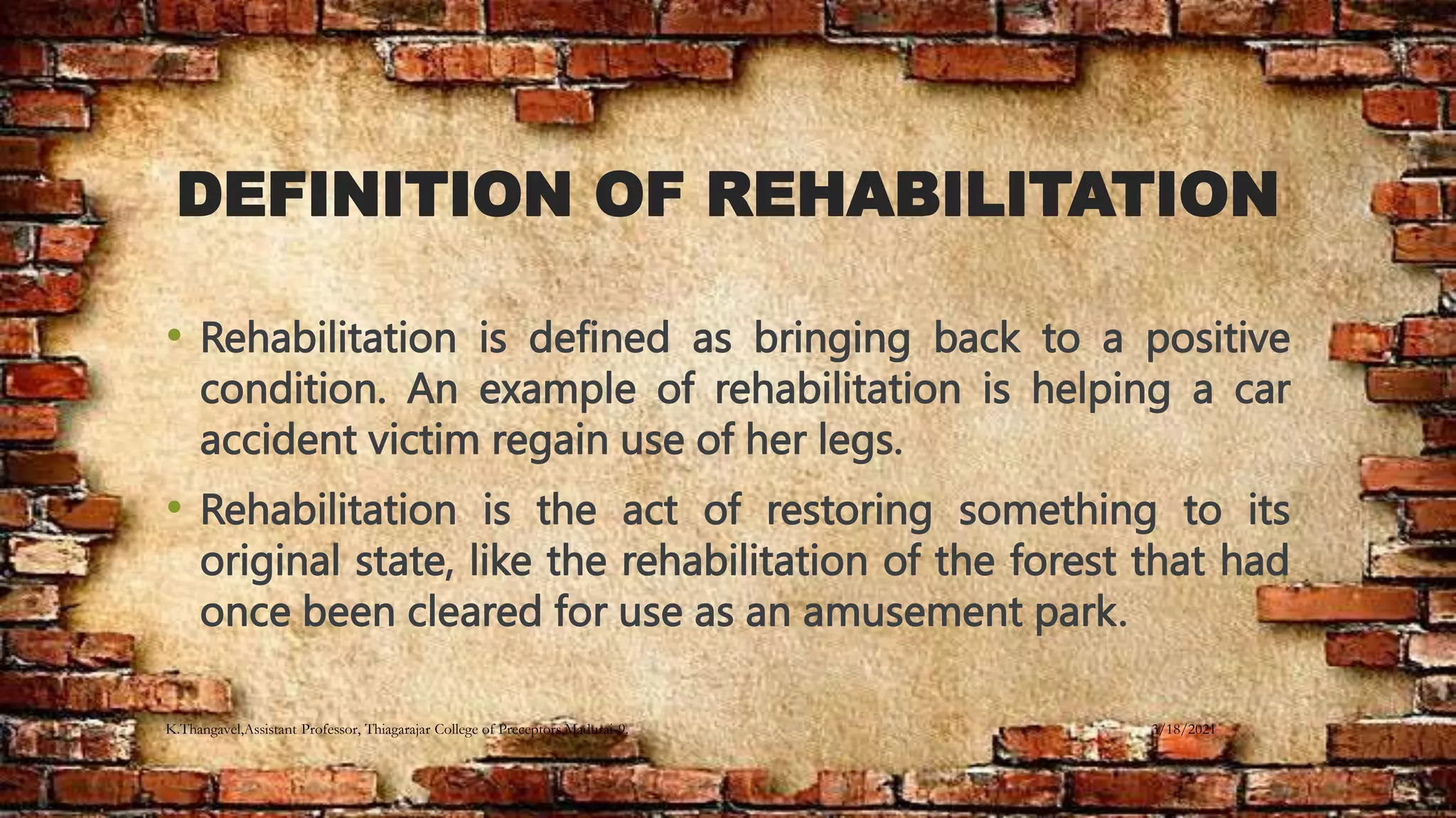 REHABILITATION MODEL OF DISABILITY | PPTX