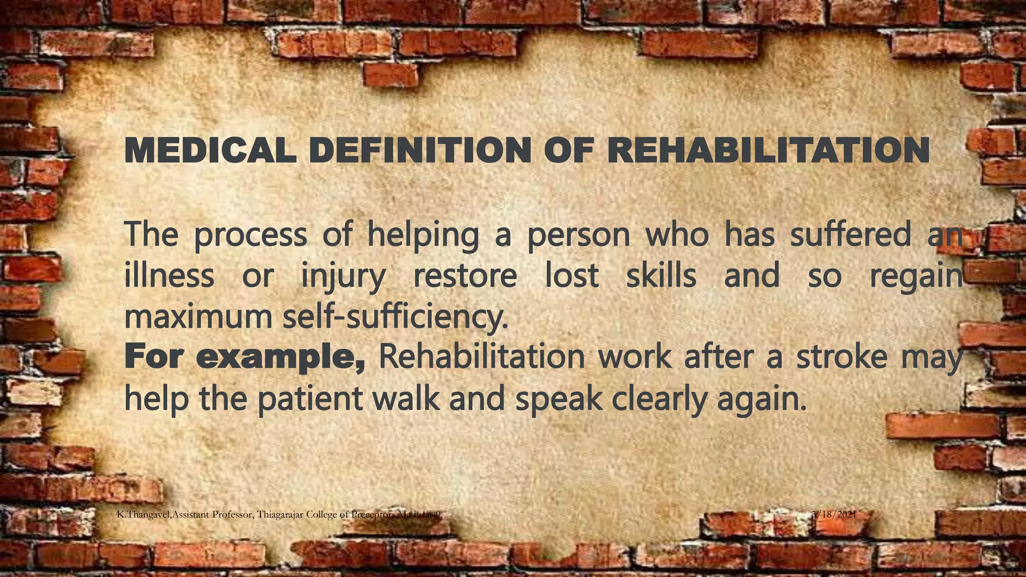 REHABILITATION MODEL OF DISABILITY | PPTX