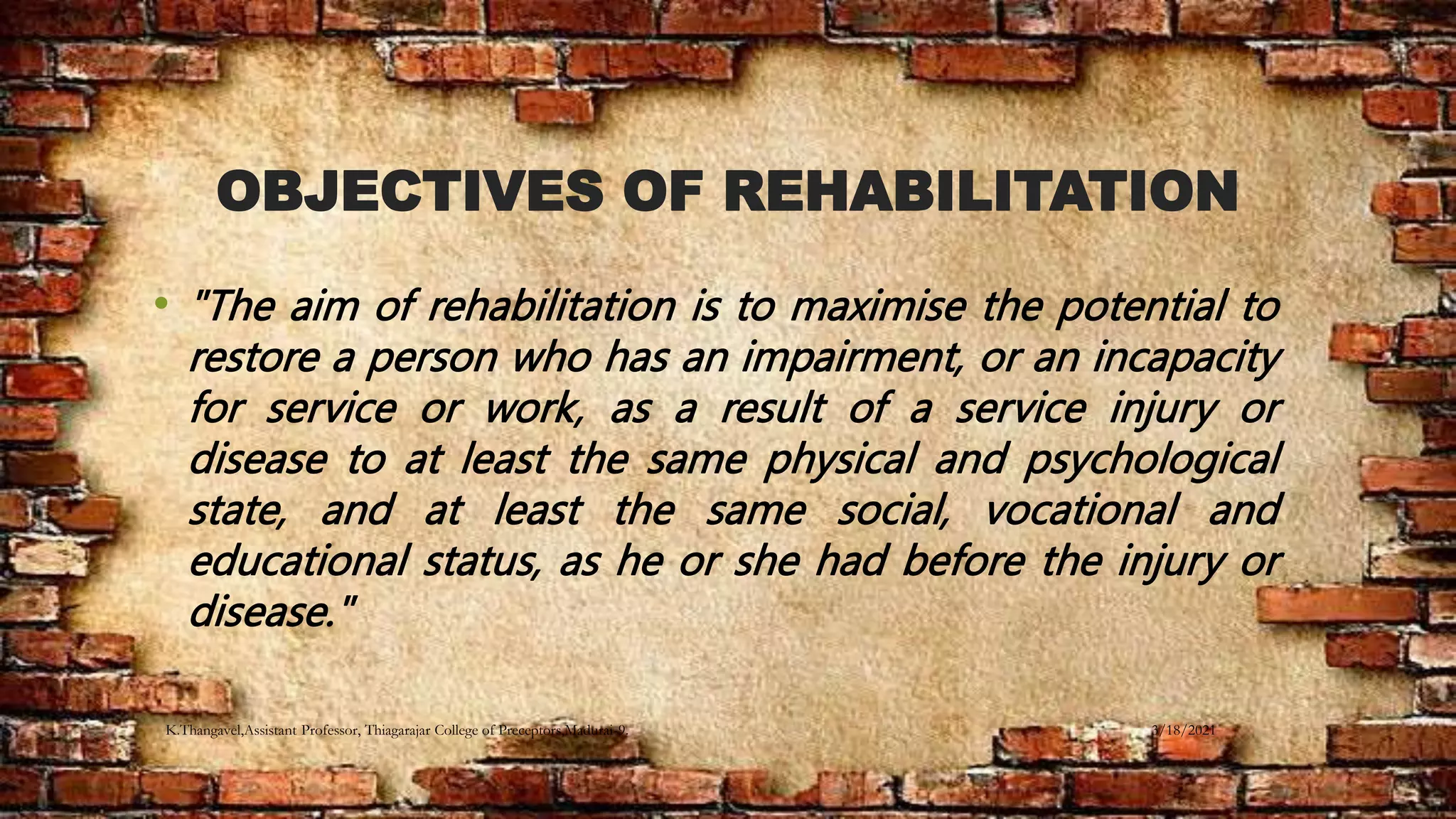 REHABILITATION MODEL OF DISABILITY | PPTX