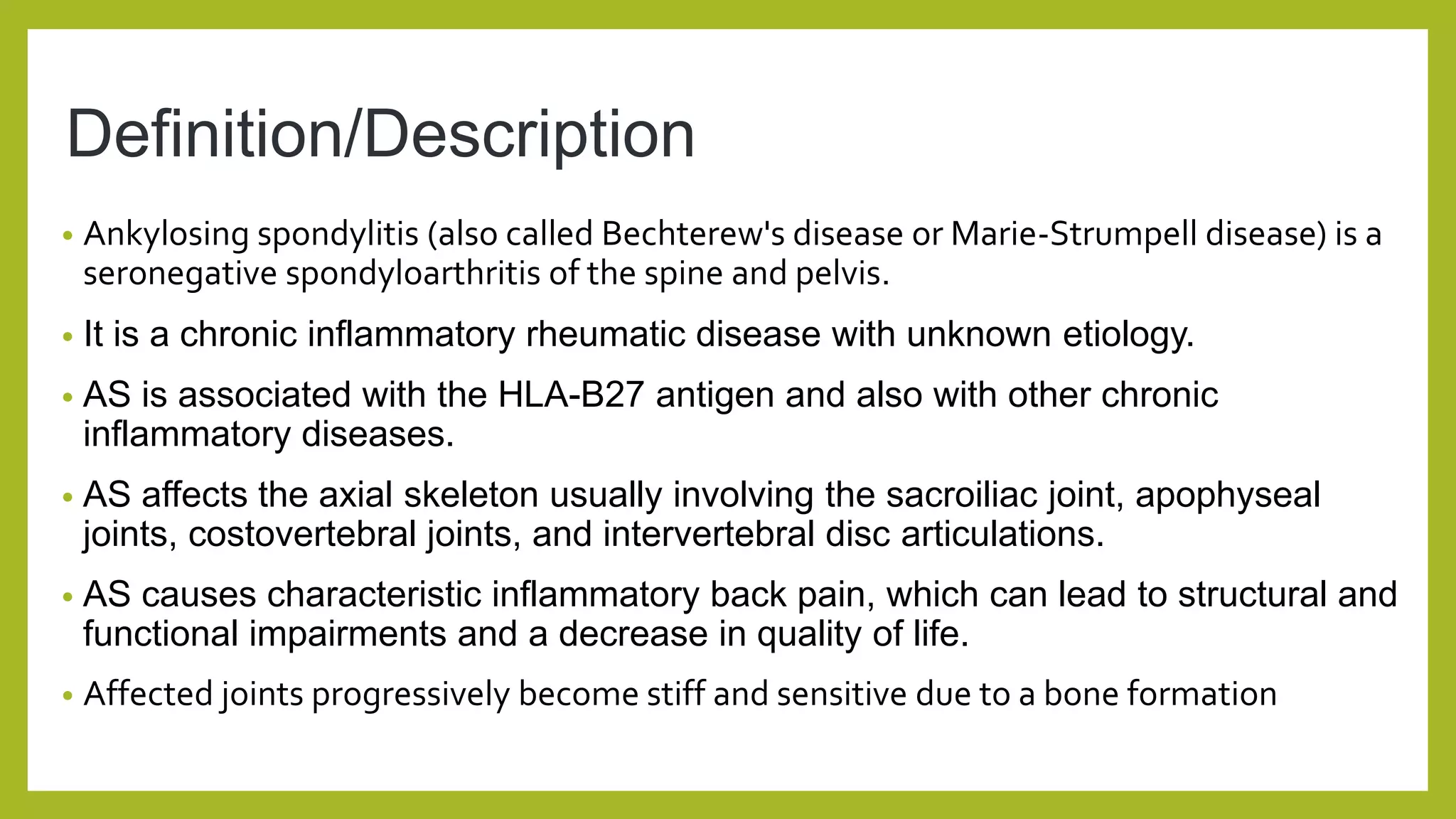 Rehabilitation of ankylosing spondylitis | PPTX