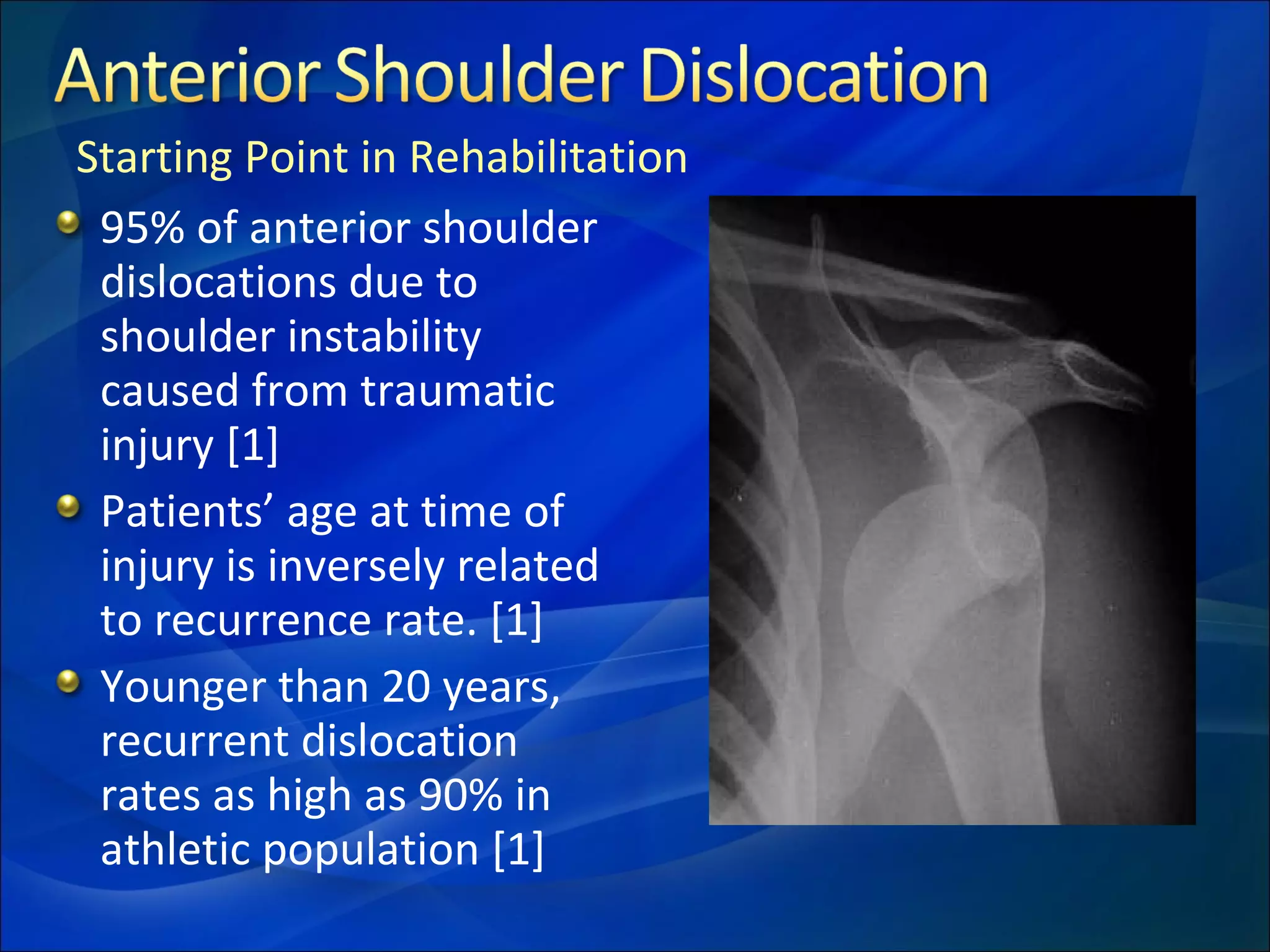 Rehabilitation Of Anterior Shoulder Dislocation | PPT