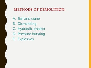 Rehabilitation of structures,Method of Demolition of Structures | PPTX