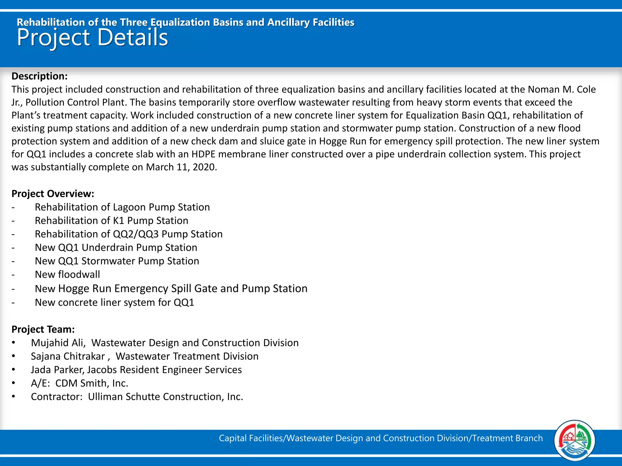 Rehabilitation of Three Equalization Basins and Ancillary Facilities | PPTX