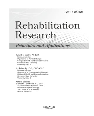 Rehabilitation Research Principles and Applications - Carter, Russell ...