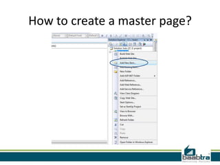 Master page in ASP . NET | PPTX | Web Design and HTML | Internet