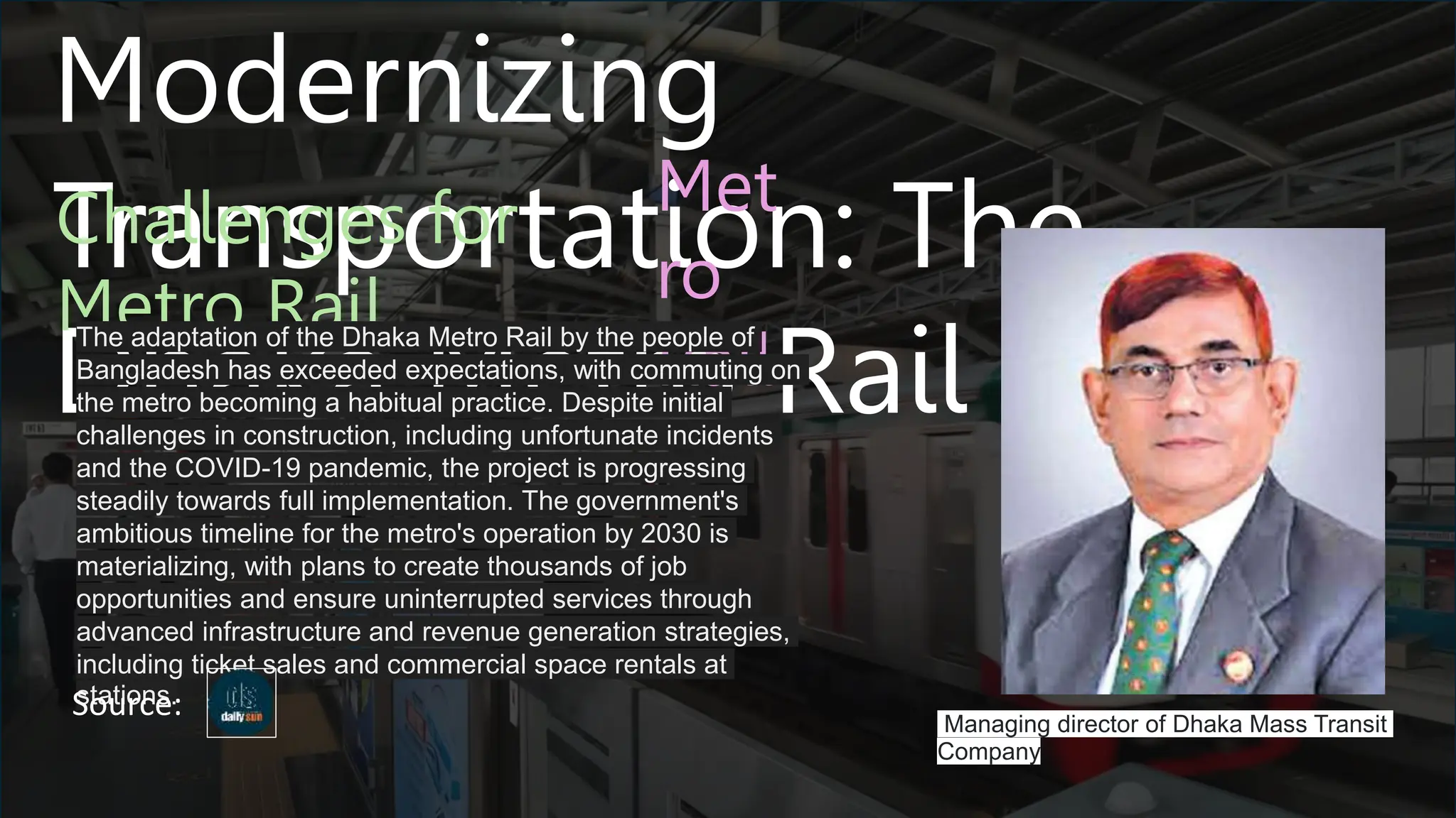 Modernizing The Transport System:Dhaka Metro Rail | PPT