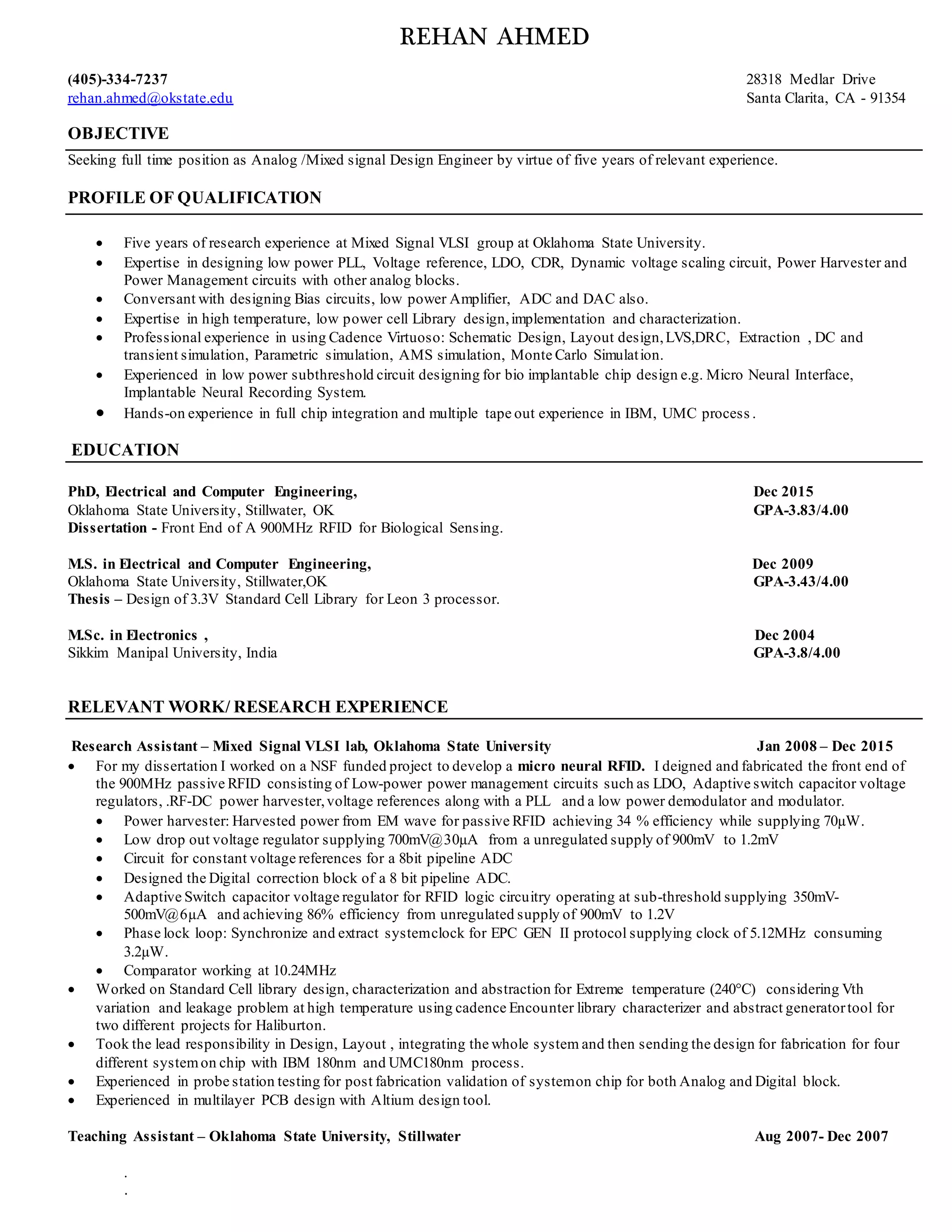 Rehan resume3 2016 | DOCX | Internet of Things | Internet