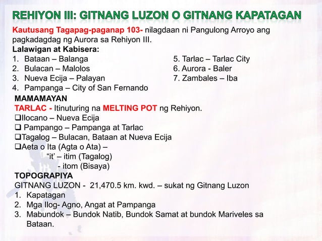 Rehiyon III- Gitnang Luzon | PPTX