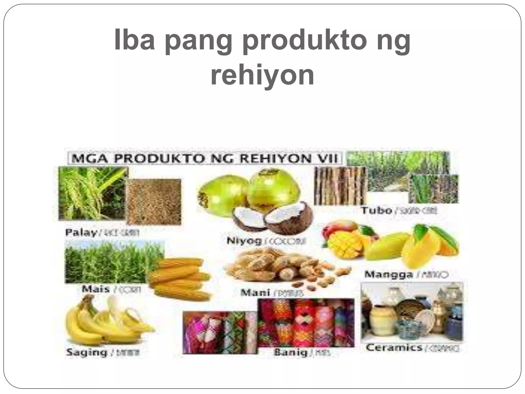 Rehiyon vii Mga Produkto at Industriya | PPTX