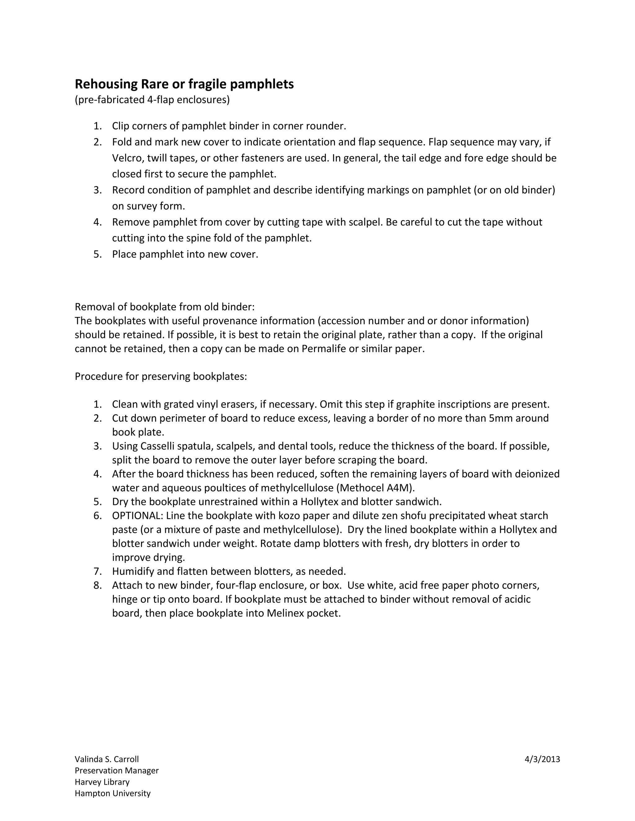 Rehousing rare or fragile pamphlets | PDF