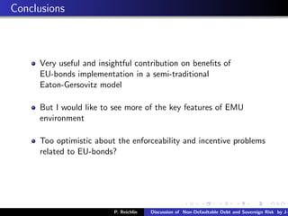 Pietro Reichlin's discussion of "Non-Defaultable Debt and Sovereign ...