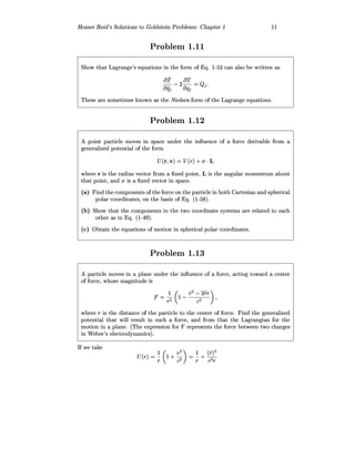 Reid Goldstein classical mechanics solution | PDF