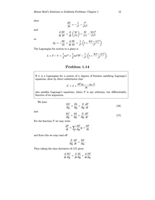 Reid Goldstein classical mechanics solution | PDF