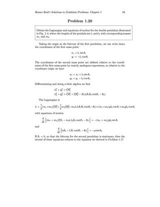 Reid Goldstein classical mechanics solution | PDF