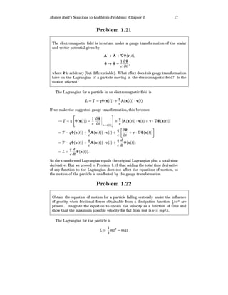 Reid Goldstein classical mechanics solution | PDF