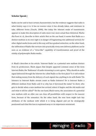 Reimagine Radio | Research Outline | PDF | Digital Audio | Computer ...