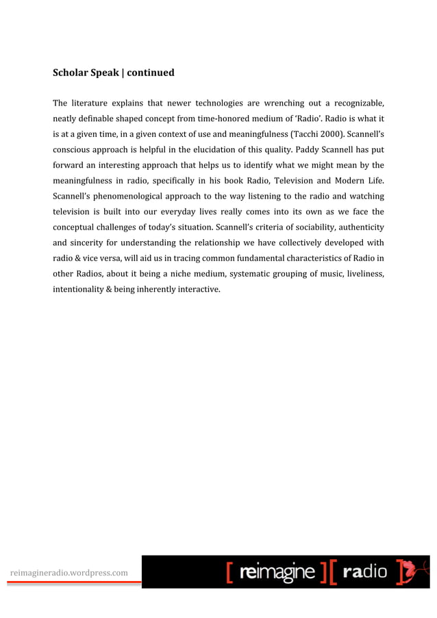 Reimagine Radio | Research Outline | PDF | Digital Audio | Computer ...