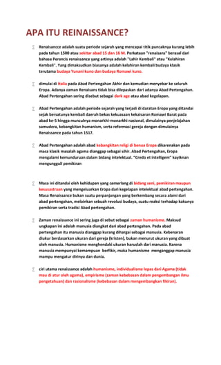 Rangkuman rennaissance | PDF