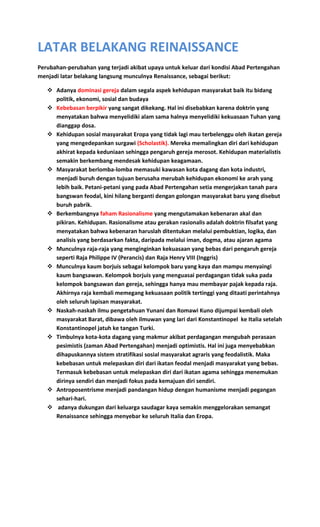 Rangkuman rennaissance | PDF