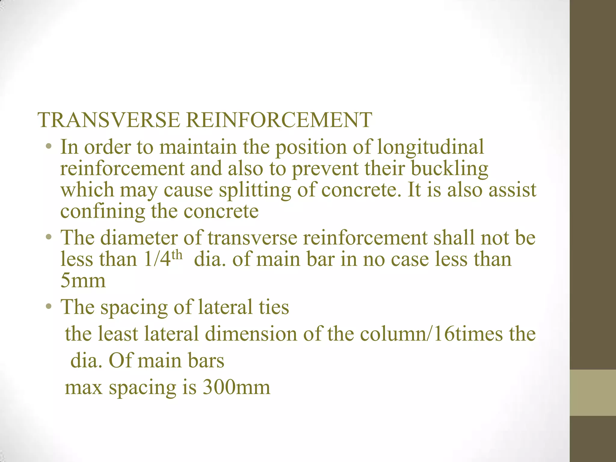 Reinfocing details of column | PPTX