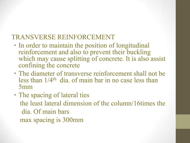 Reinfocing details of column | PPTX