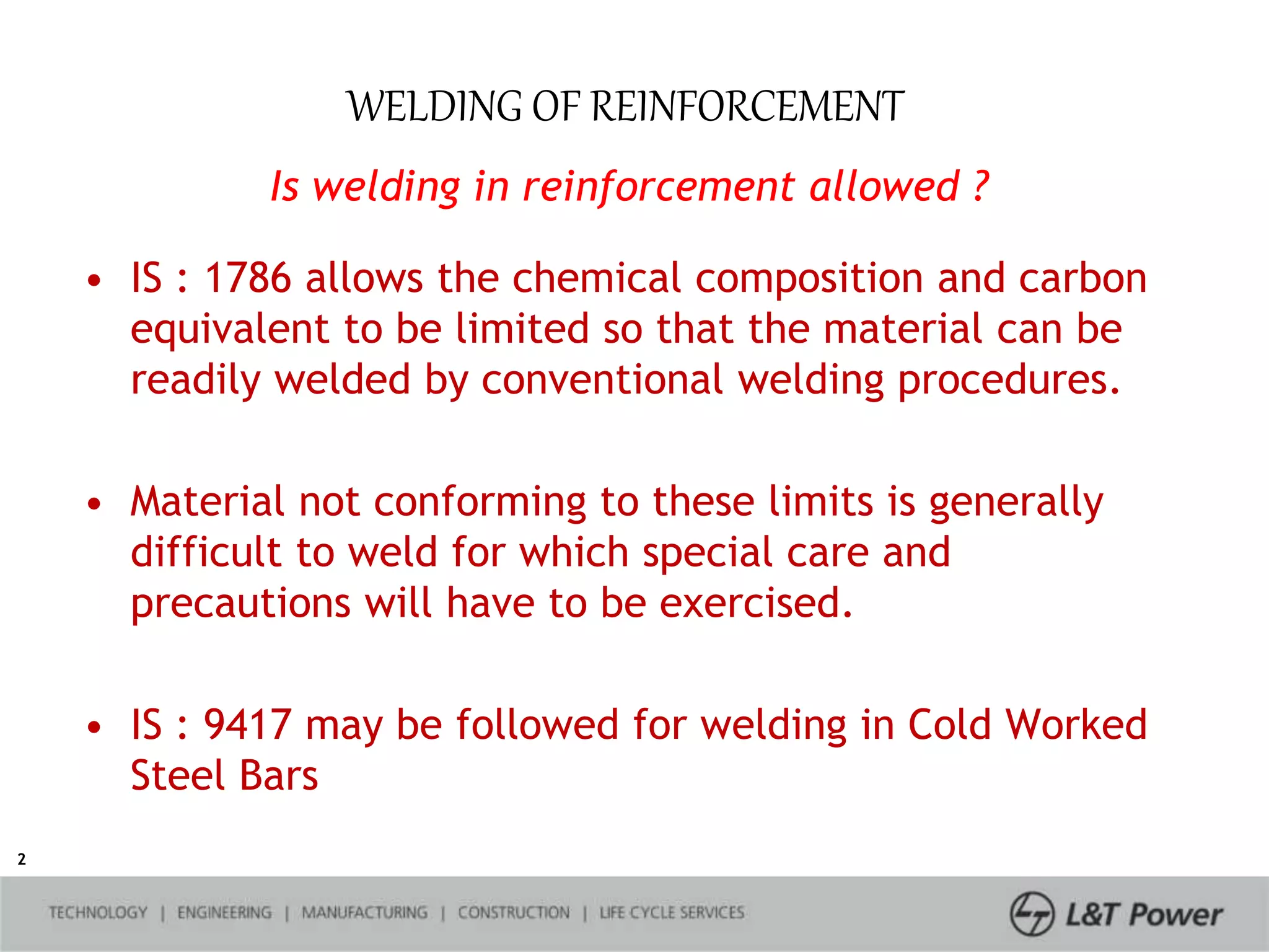 Reinforcement welding in civil engineering | PPTX