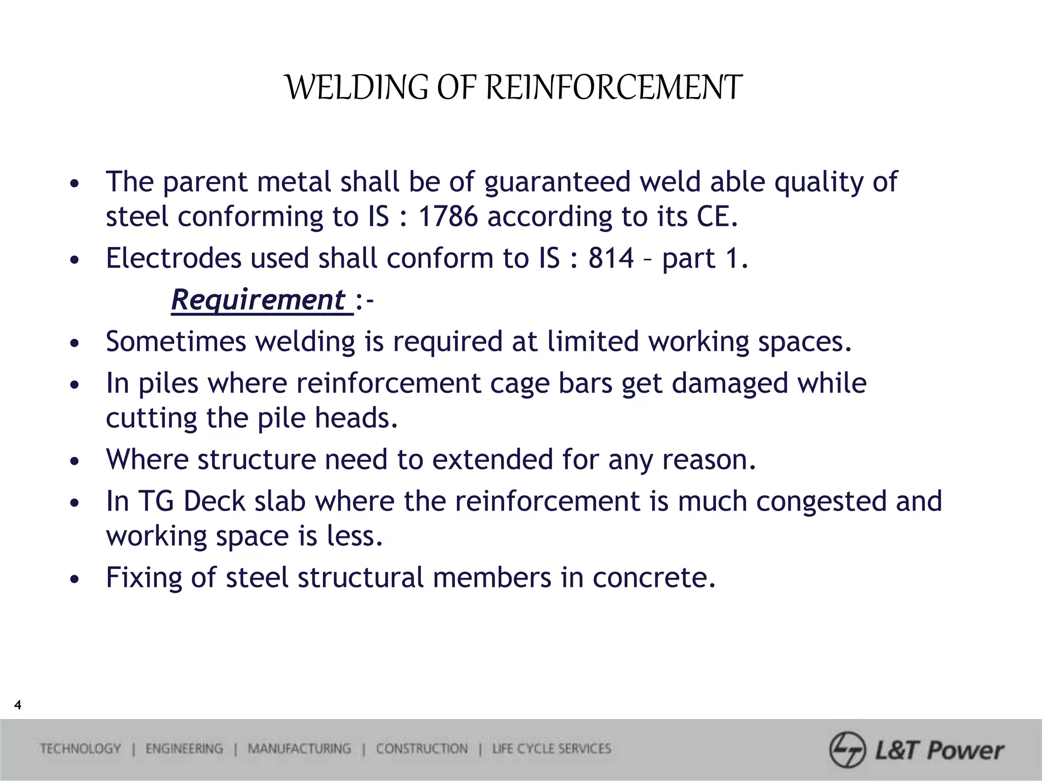 Reinforcement welding in civil engineering | PPTX