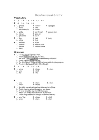 Reinforcement 5. key | PDF