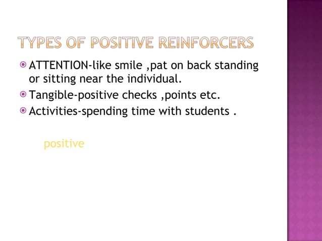 Reinforcement in classroom | PPT | Secondary Education | Education