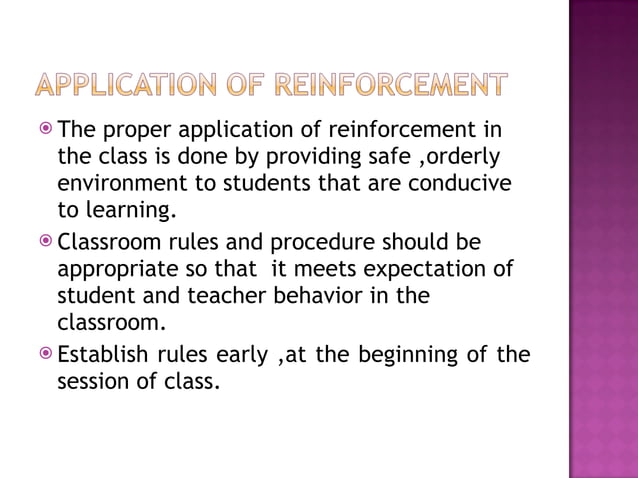 Reinforcement in classroom | PPT | Secondary Education | Education