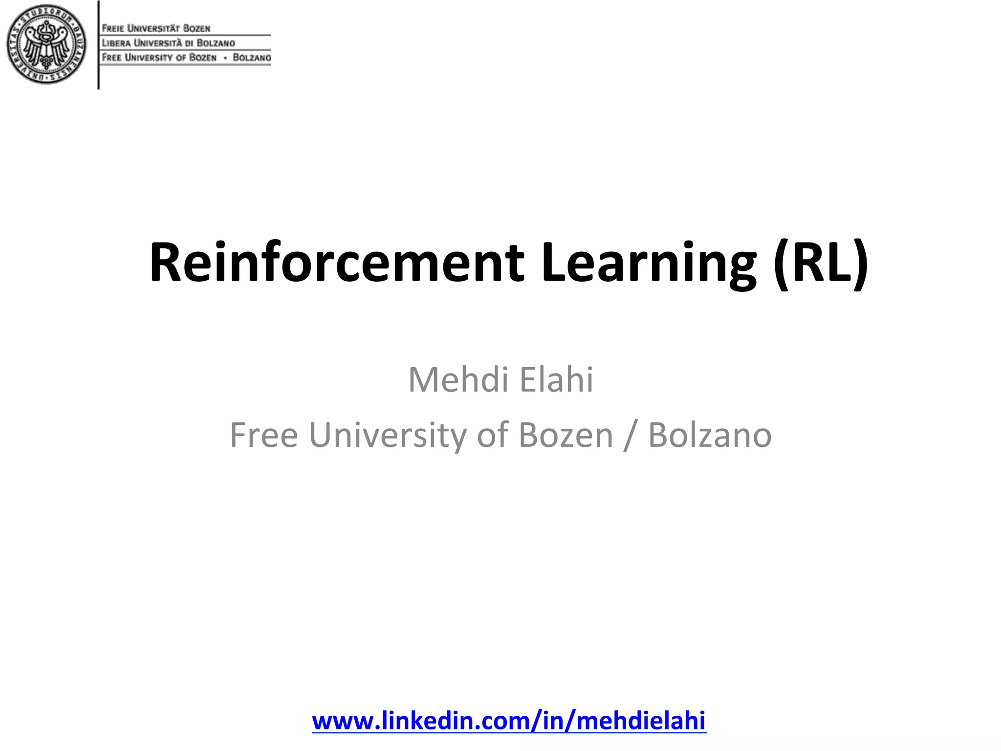 Reinforcement Learning: a Brief Overview | PDF