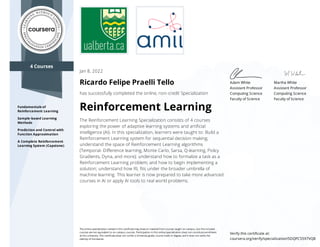 Reinforcement Learning Specialization | PPT