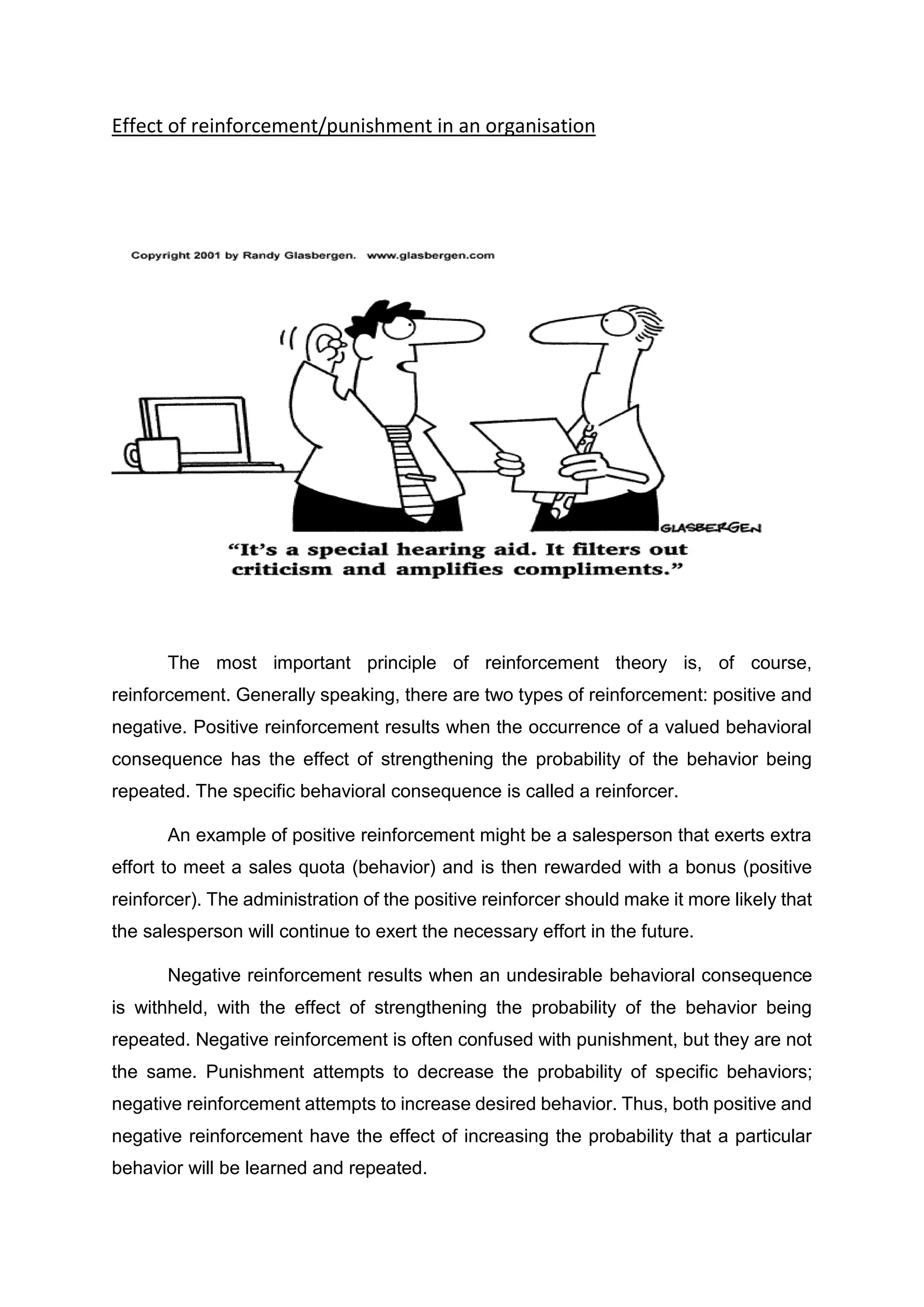 Reinforcement theory of motivation -proposed by bf skinner | PDF