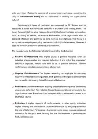 Reinforcement theory of motivation -proposed by bf skinner | PDF