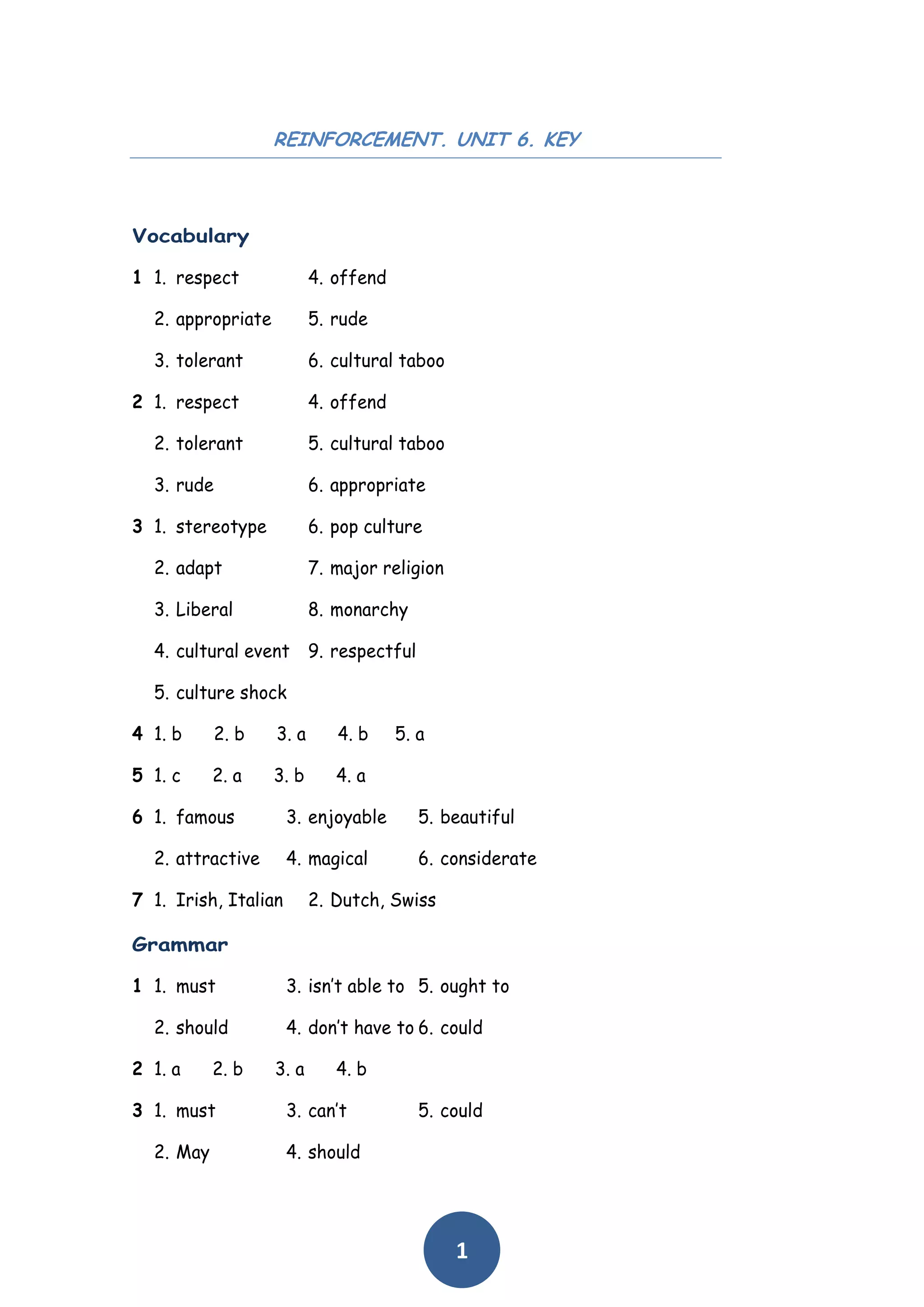 Reinforcement unit 6 key | PDF