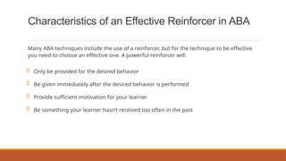 Effective Use of Reinforcers in ABA for Behavior Change | PPTX