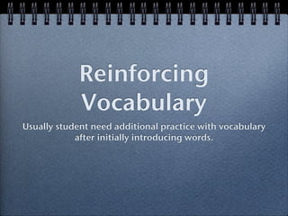 Reinforcing vocabulary | KEY