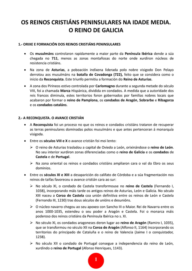 Os reinos cristiáns peninsulares. O reino de Galicia | PDF