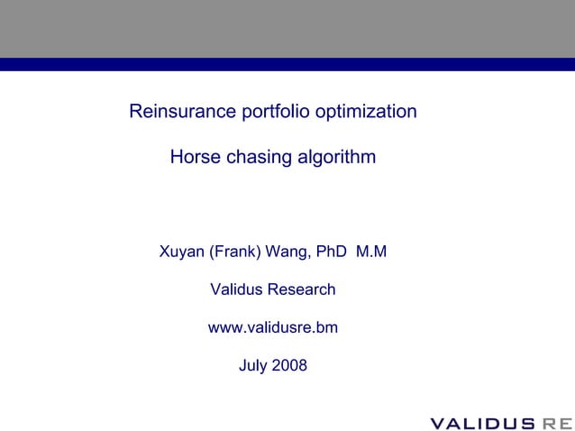 Reinsurance Portfolio Optimization Horse Chasing Algorithm | PPT