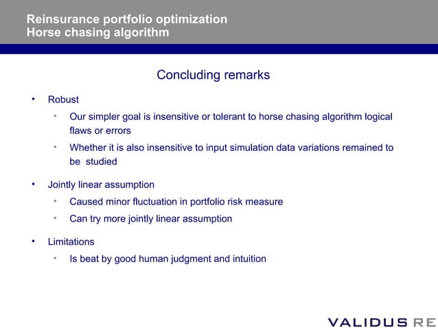 Reinsurance Portfolio Optimization Horse Chasing Algorithm | PPT