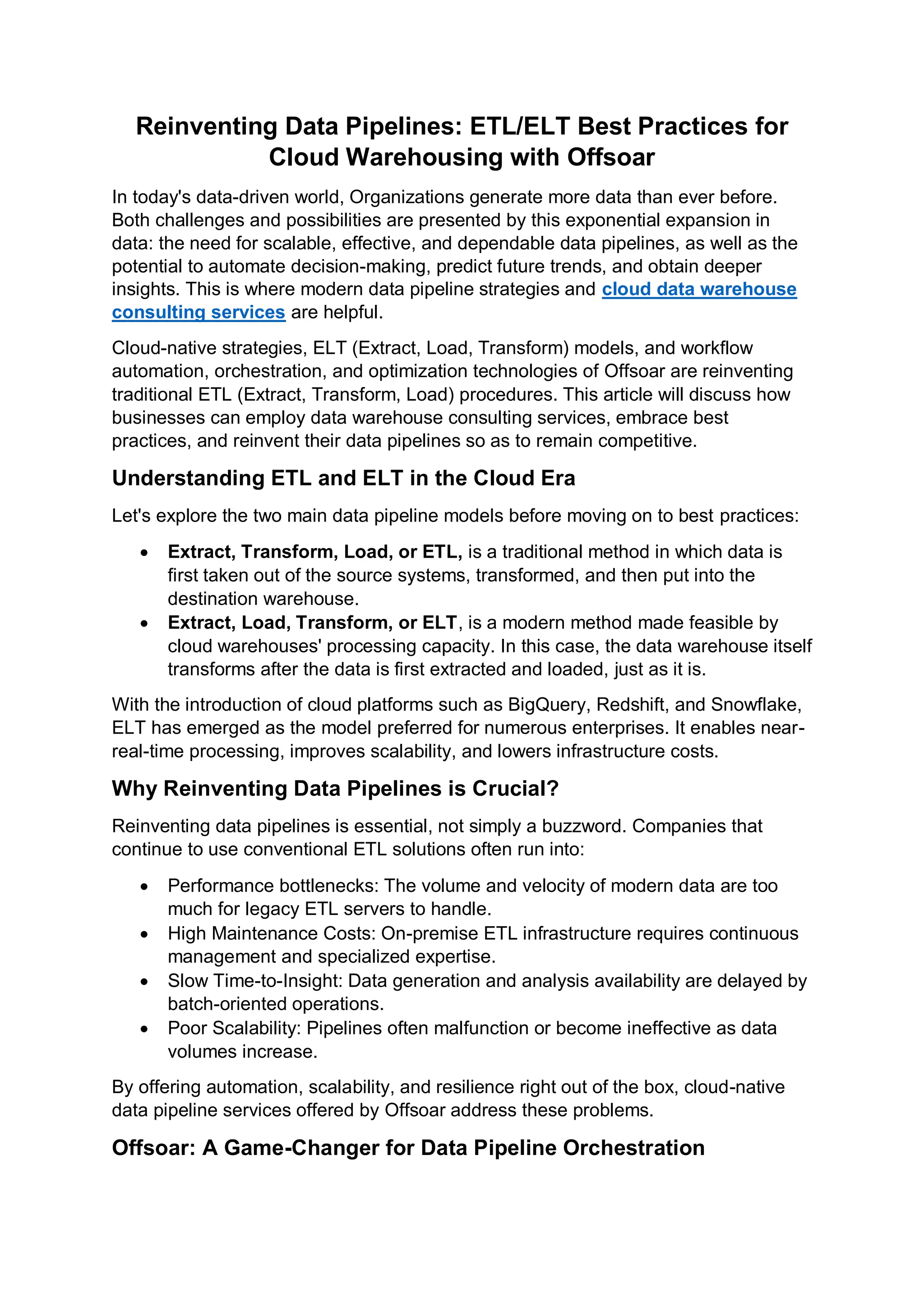 Modernizing Data Pipelines: ETL & ELT Best Practices for Cloud ...