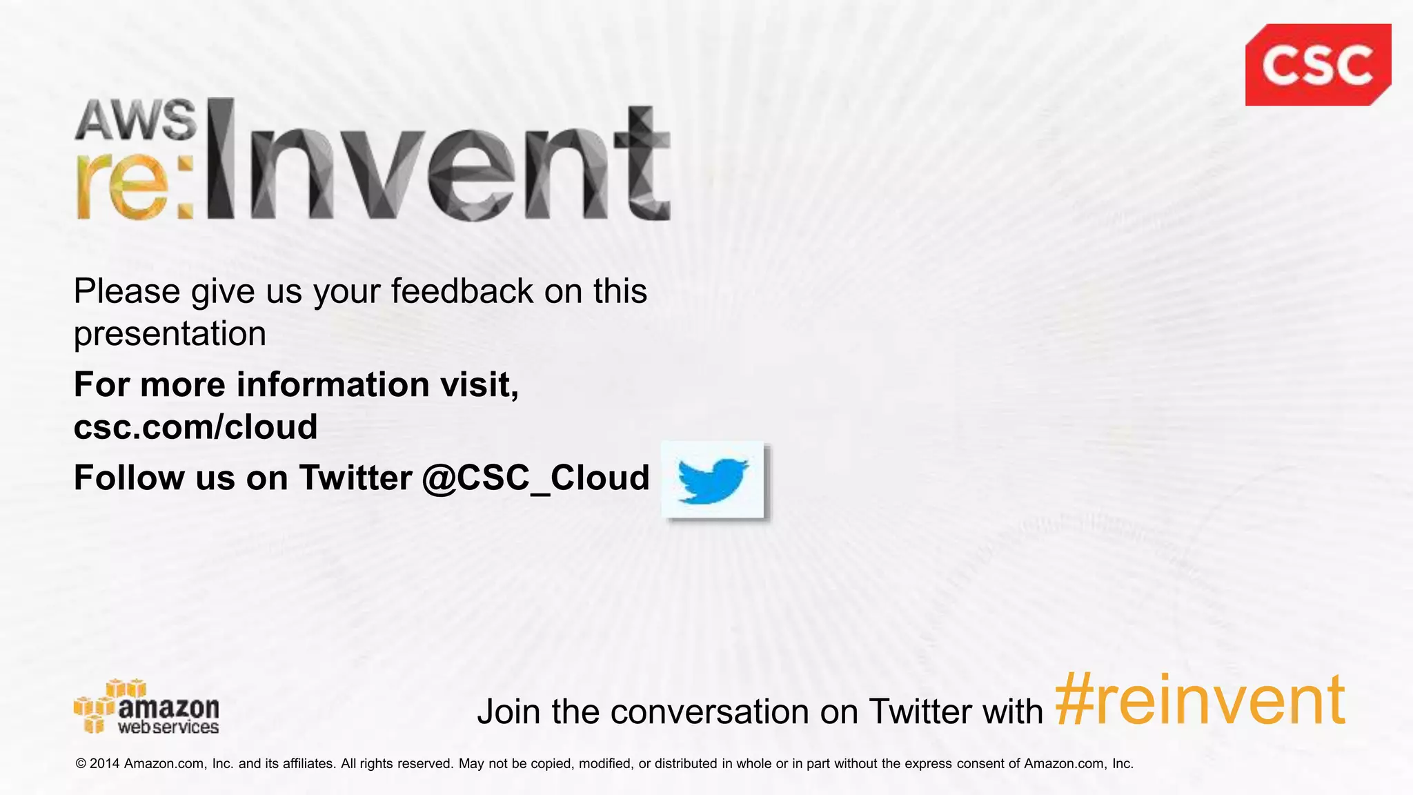 CSC AWS re:Invent Enterprise DevOps session | PPTX