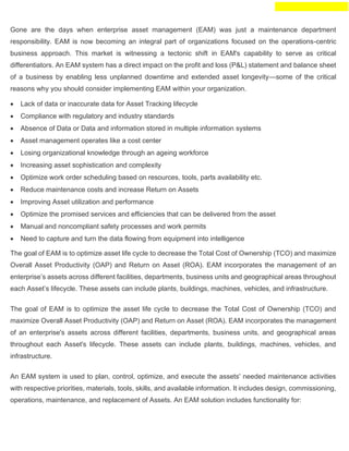 Reinvent Your Business With Enterprise Asset Management | PDF