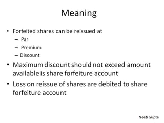 Reissue of shares: At premium | PPT
