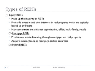 REIT 101: Presentation by Milos Milosevic at George Washington ...