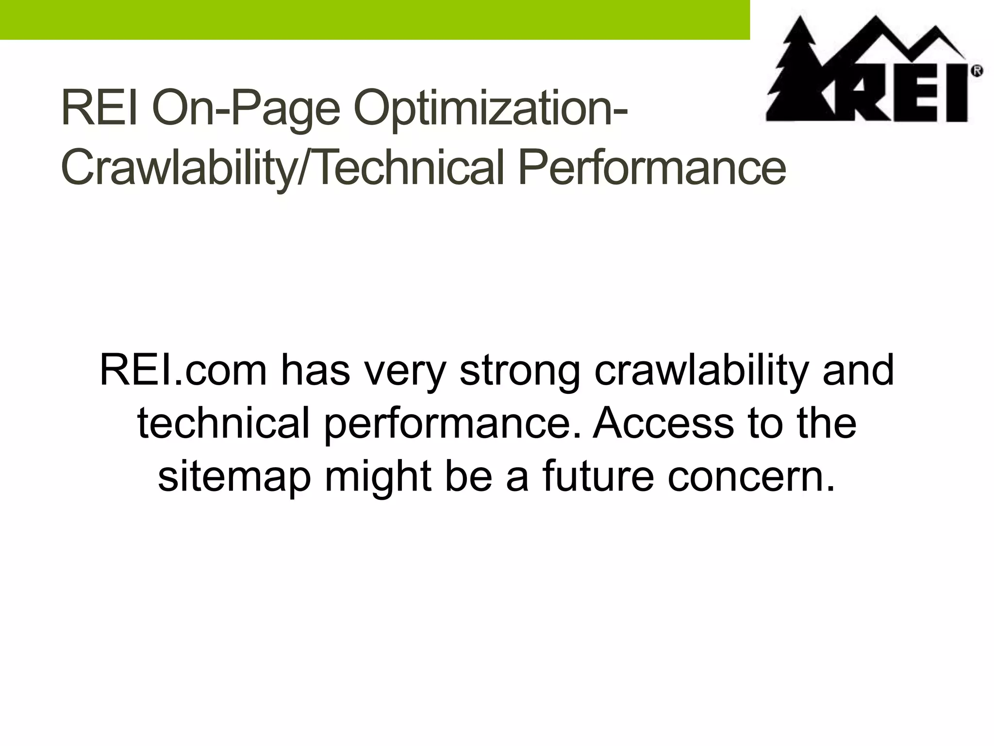 Rei website audit & analysis | PPT